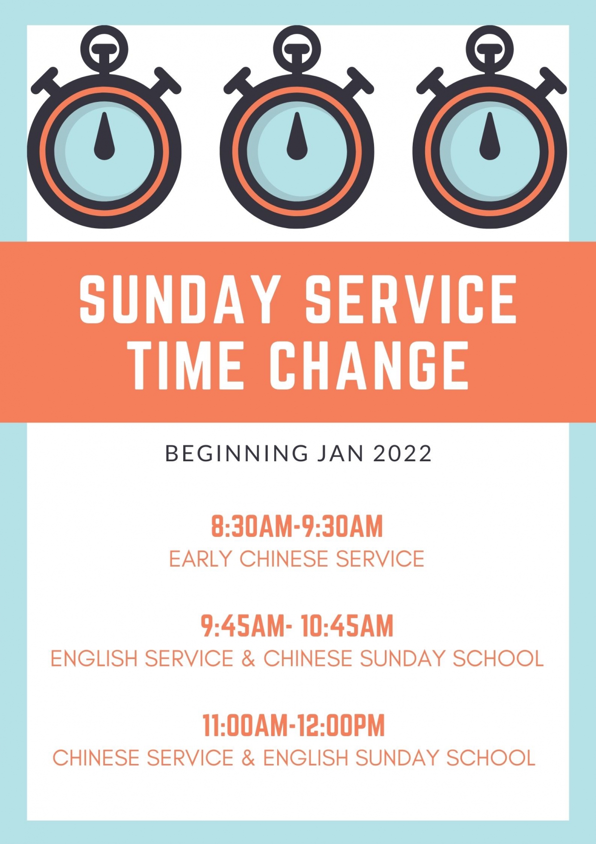 IMPORTANT! Sunday Service time changes – Grace Chinese Baptist Church ...